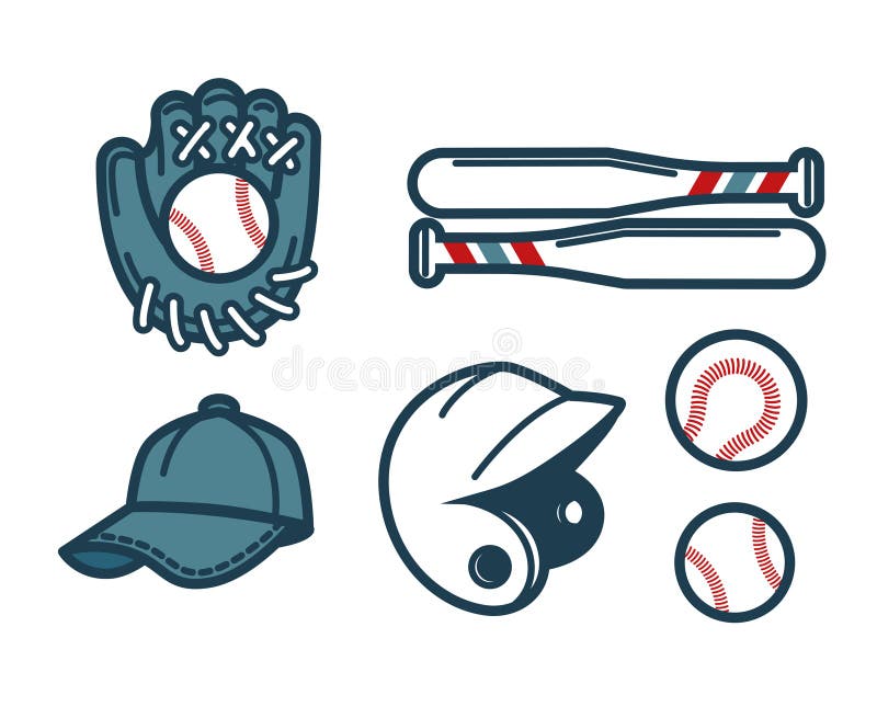 Baseball Equipment Vector Illustration Set Stock Vector - Illustration ...