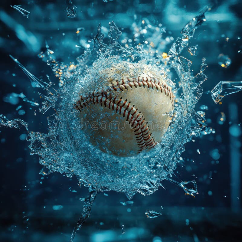 Dramatic Effect of Baseball Exploding through Water Stock Illustration ...