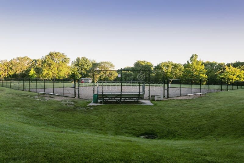 Baseball Field Awaits the Days Games As the Sun Rises Stock Image ...