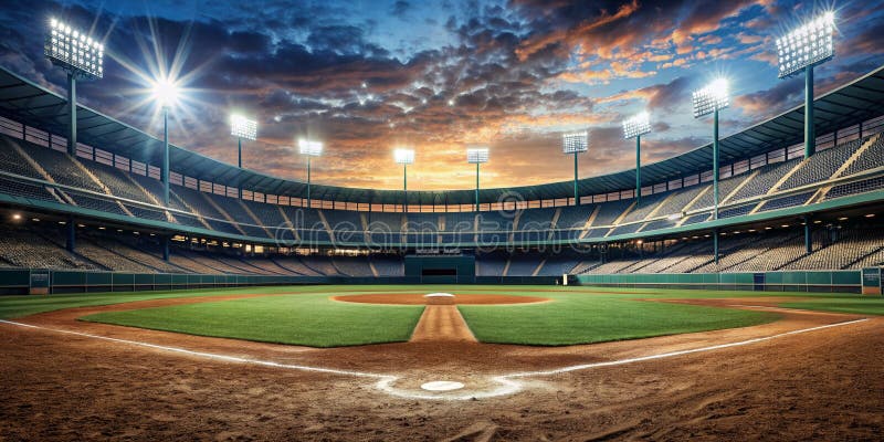 Baseball Field Baseball Diamond Inside Empty Stadium Creative AI Stock ...