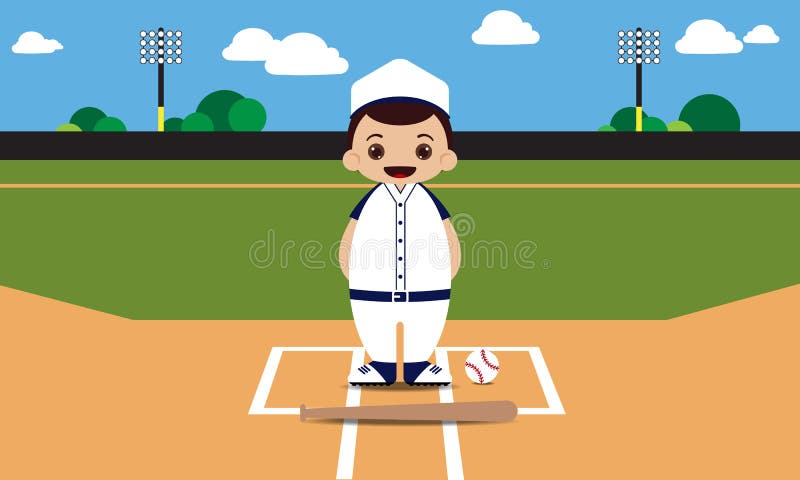 Baseball Field Baseball Player Illustration Stock Illustration ...