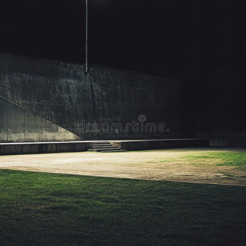 A Baseball Field with a Bench and a Light Stock Illustration ...