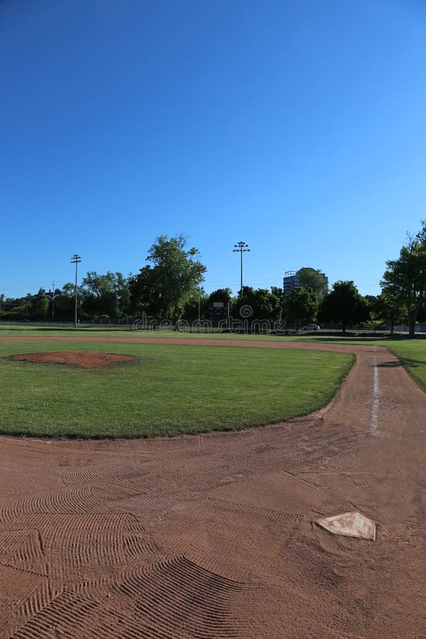 Baseball Field and Blue Sky Stock Photo - Image of clay, empty: 42115516