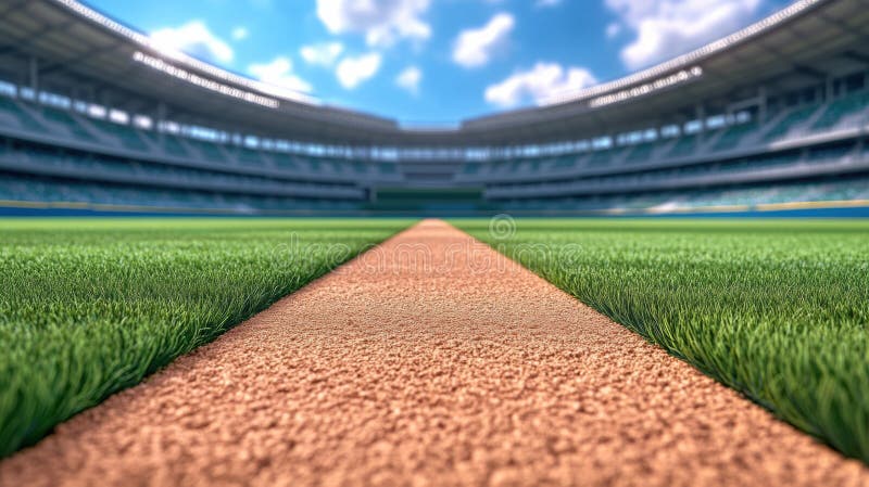 A Baseball Field with a Dirt Path Leading To the Outfield, AI Stock ...