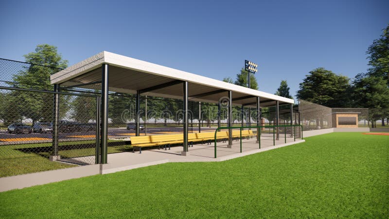 3d Rendering Baseball Field Dugout in the Middle of the Forest Stock ...