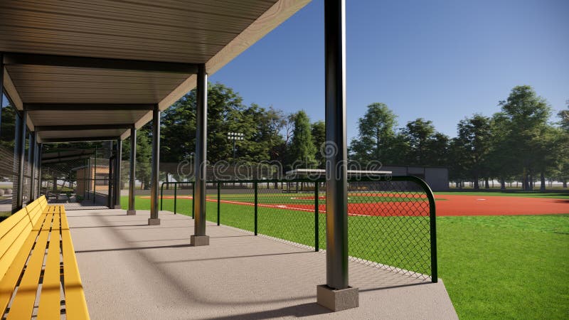 3d Rendering Baseball Field Dugout in the Middle of the Forest Stock ...