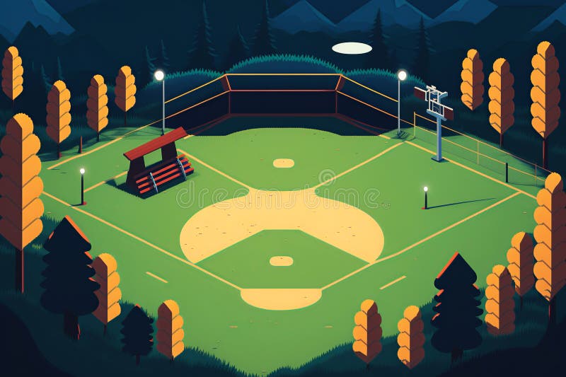 Baseball Field Flat Illustration. Generative AI. Stock Image - Image of ...