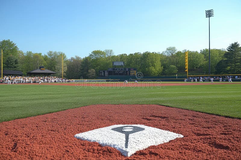 Spring Baseball Game at a College Stadium Stock Illustration ...