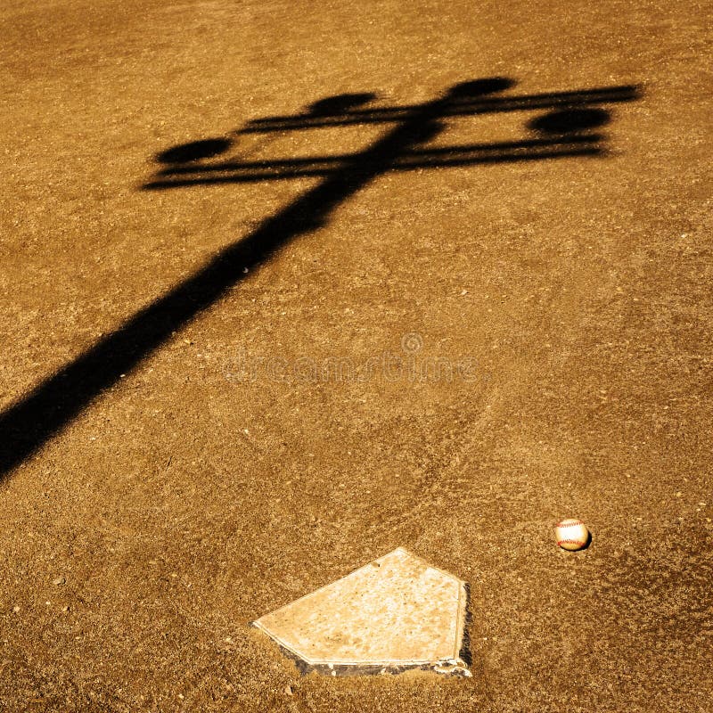 Baseball Field Home Plate Shadow of Lights Stock Photo - Image of home ...