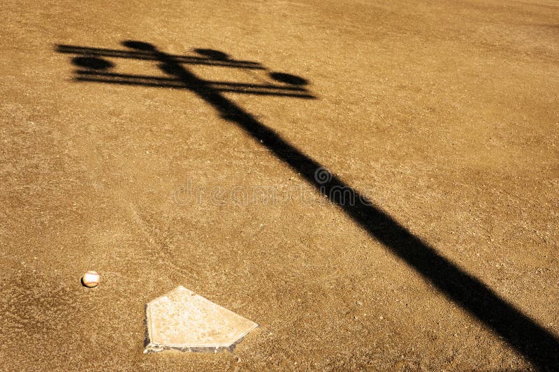 Baseball Field Home Plate Shadow of Lights Stock Photo - Image of field ...