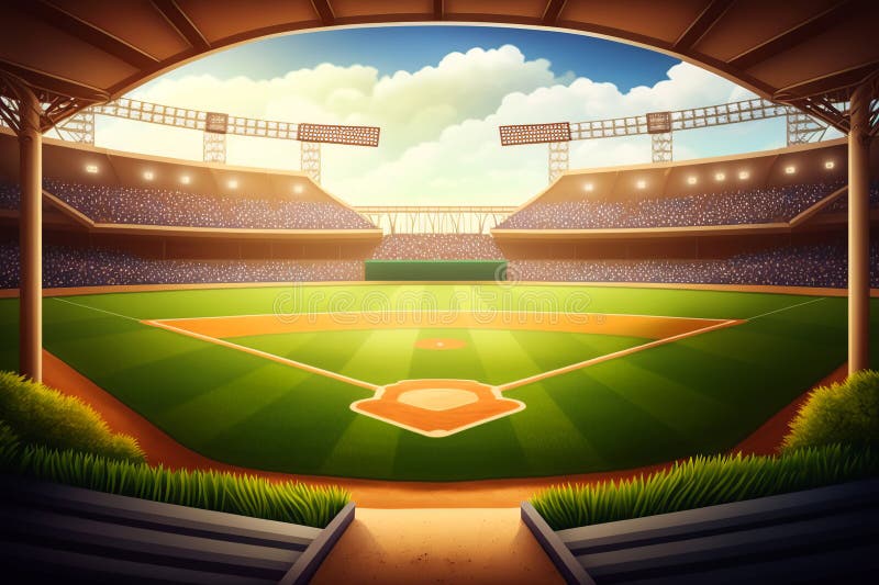 Baseball Field Illustration. Generative AI. Stock Illustration ...
