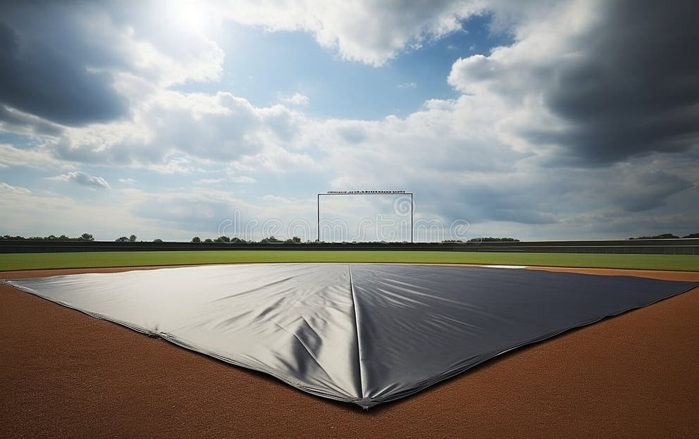 Baseball Field Tarps in a White Setting Stock Photo - Image of gear ...