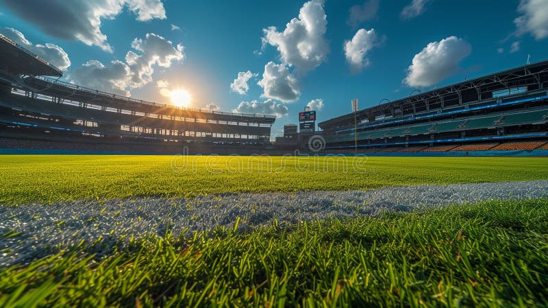 Baseball Field with Sunset in Background Stock Illustration ...