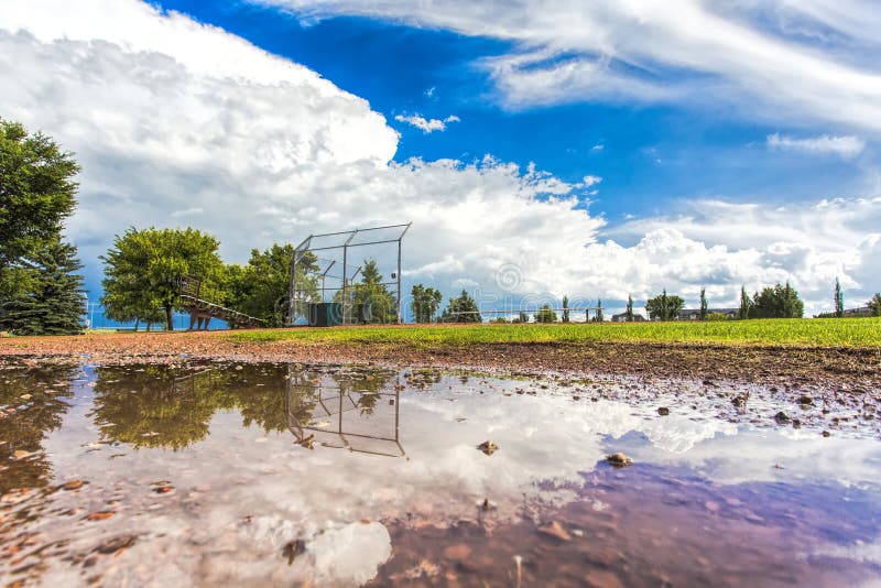 Baseball Field with Unique Sky Stock Photo - Image of freshness, nature ...