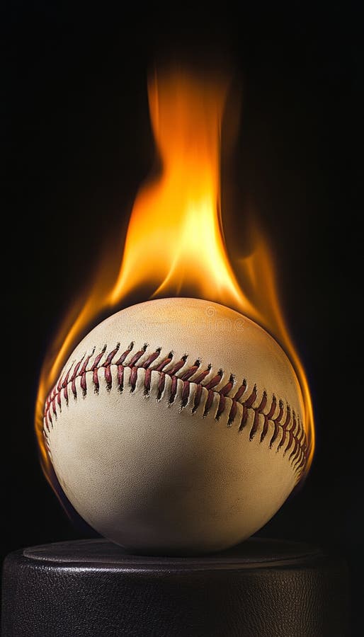 Baseball on Fire a Close-Up View of Baseball Engulfed in Fiery Flames ...
