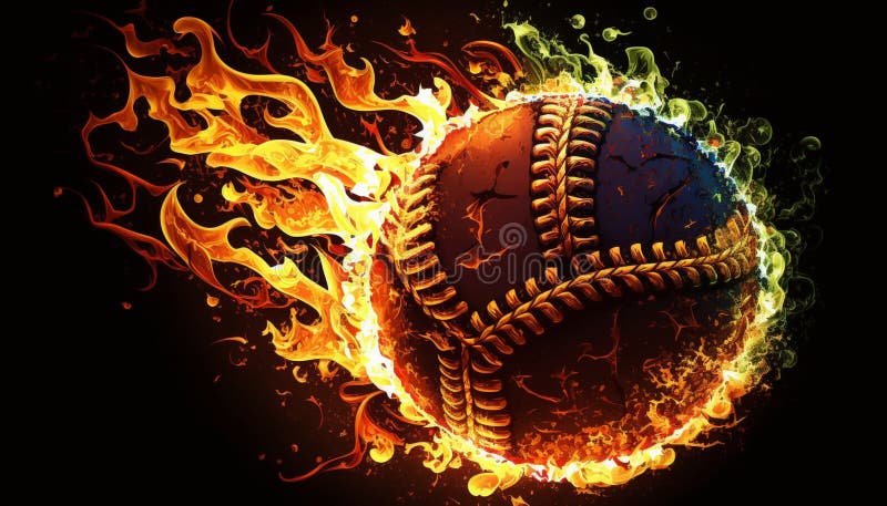 Baseball on fire Wallpaper stock illustration. Illustration of baseball ...