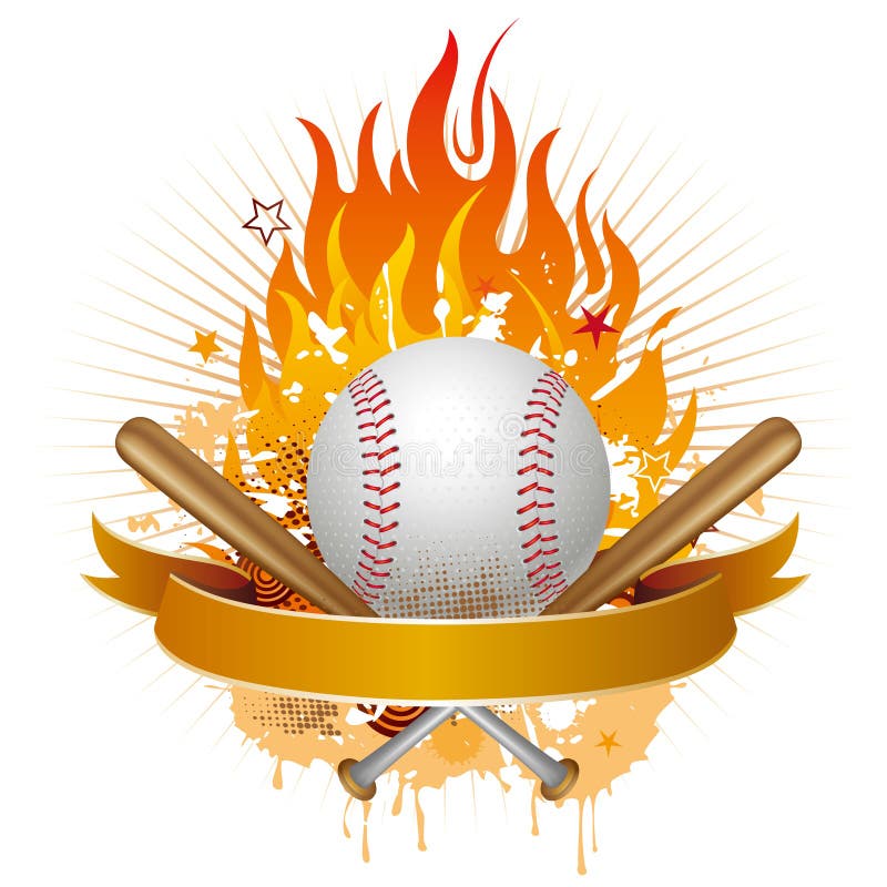 Baseball with flames stock vector. Illustration of border - 15449182