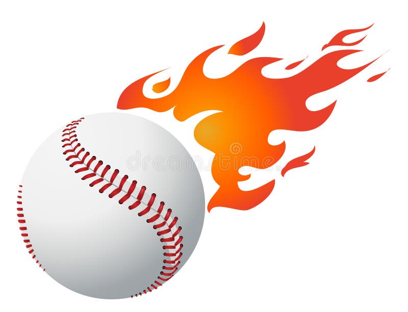 Baseball with flames stock vector. Illustration of border - 15449182