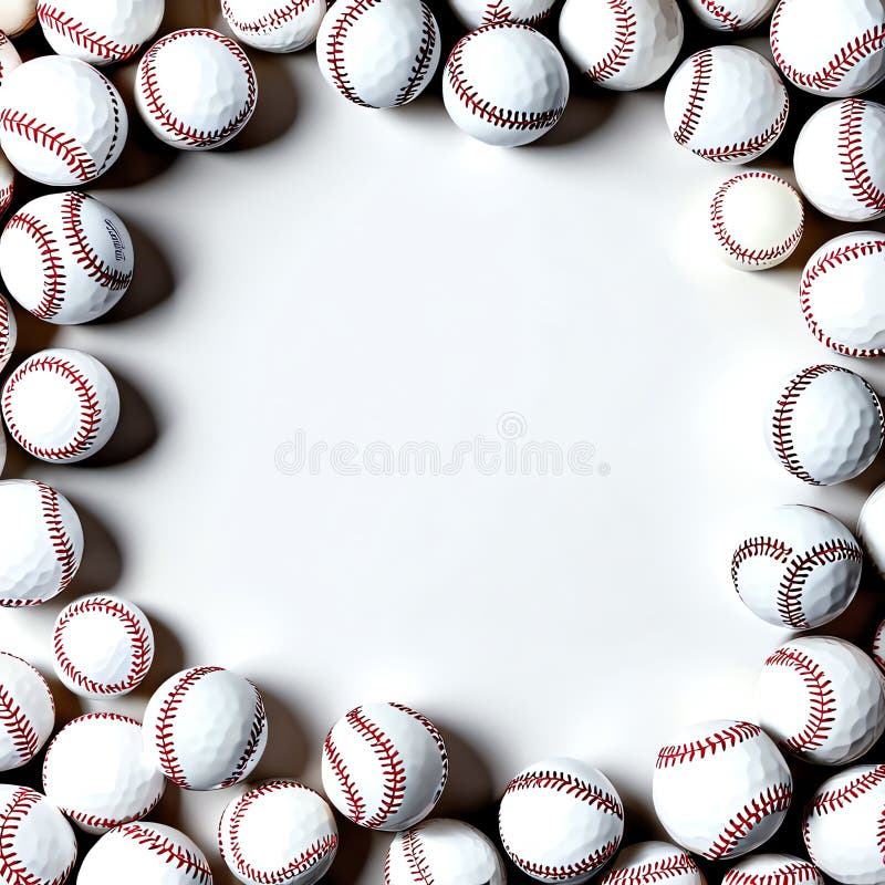 Baseball Flat Lay with Copy Space Frame on White Background Stock ...