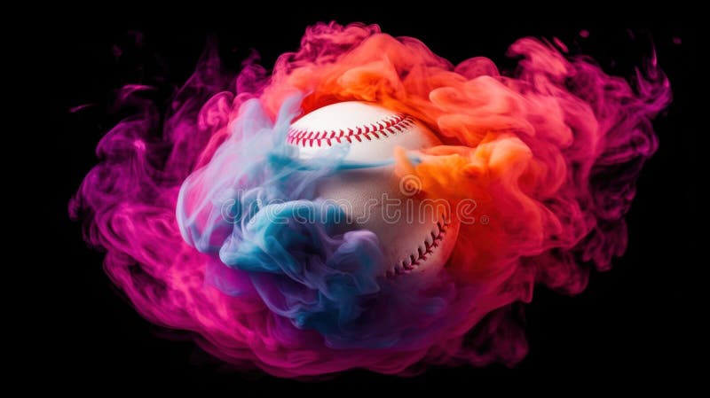 Baseball Flies in Smoke and Fire Created with Generative AI Technology ...