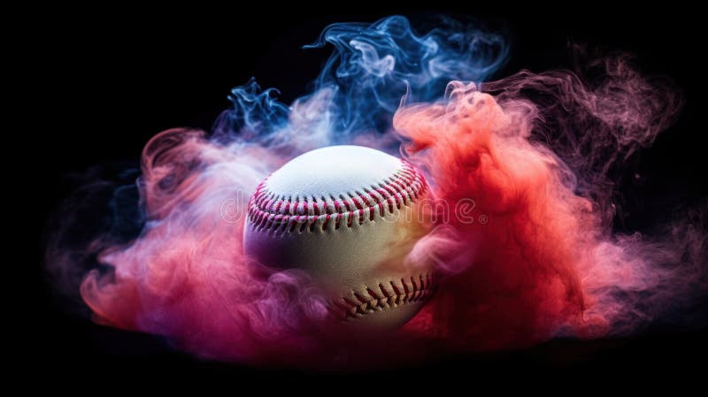 Baseball Flies in Smoke and Fire Created with Generative AI Technology ...