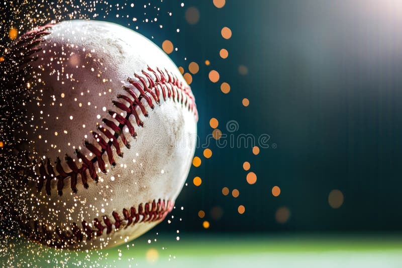 Baseball Flying through the Air with Dynamic Motion and Sparkling ...