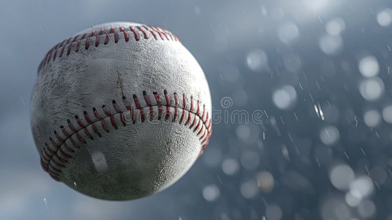 A Baseball Flying through the Air in the Rain Stock Image - Image of ...