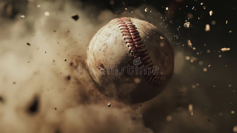 Baseball Flying through Dust Cloud, Dynamic Motion, Intense Action ...
