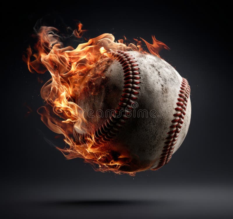 A Baseball is Flying with Flames Coming Out of it Stock Photo - Image ...