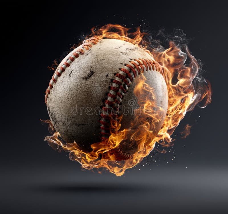 A Baseball is Flying with Flames Coming Out of it Stock Photo - Image ...