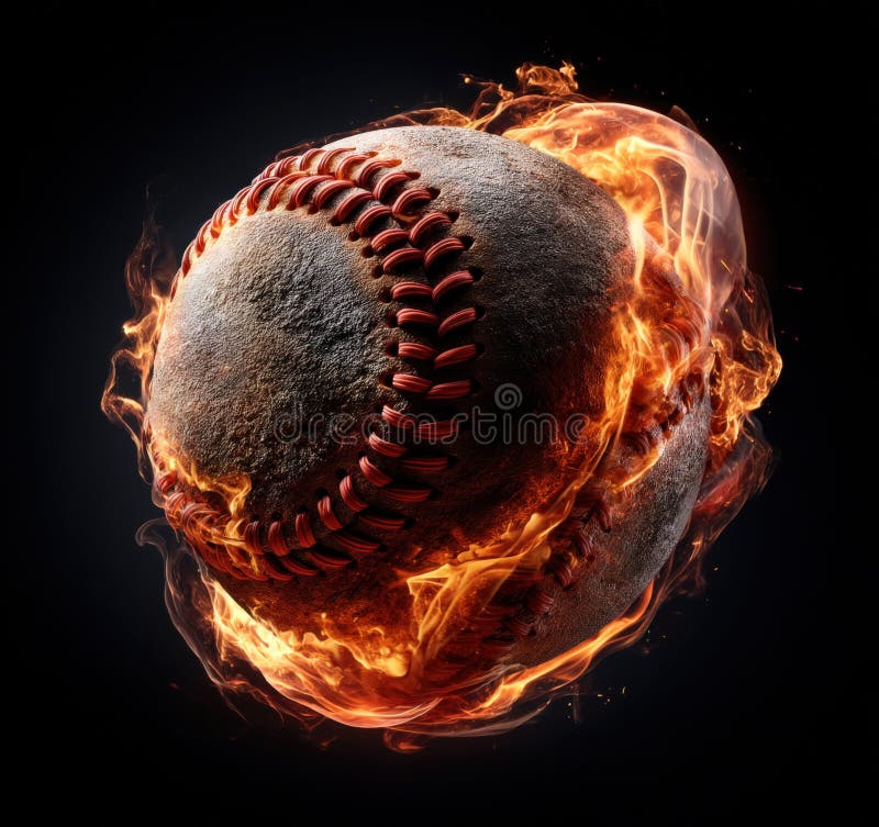 A Baseball is Flying with Flames Coming Out of it Stock Photo - Image ...
