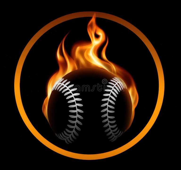 A Baseball is Flying with Flames Coming Out of it Stock Photo - Image ...