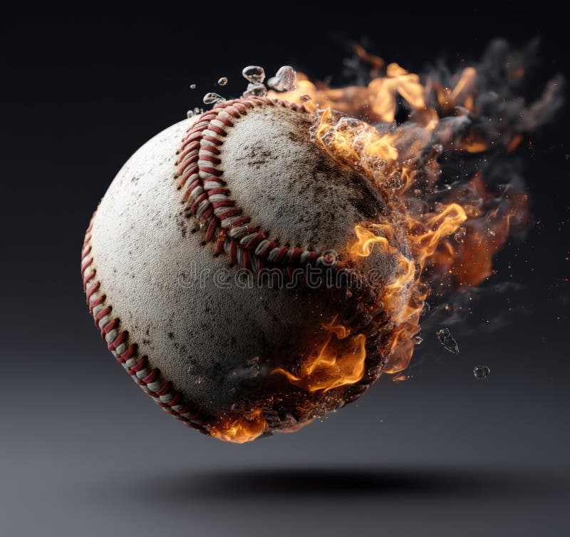 A Baseball is Flying with Flames Coming Out of it Stock Image - Image ...