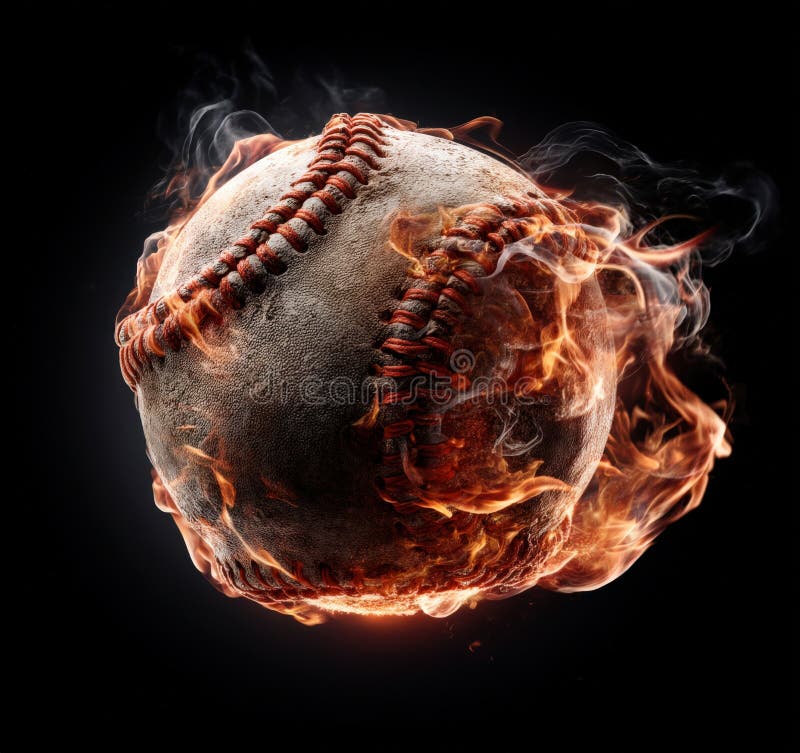 A Baseball is Flying with Flames Coming Out of it Stock Photo - Image ...