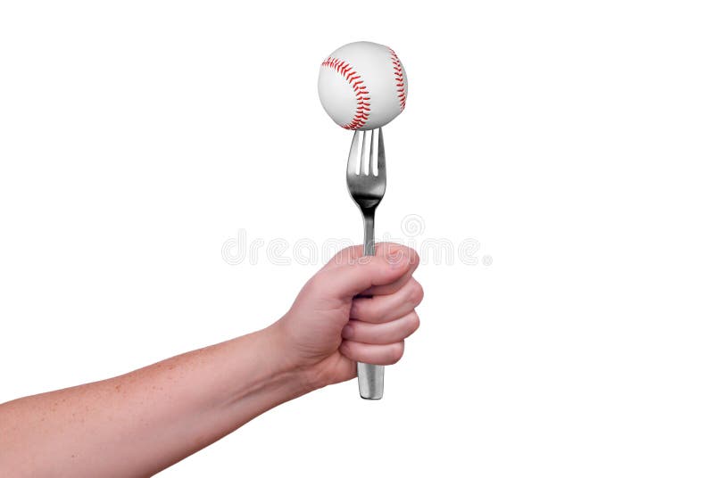 Baseball on fork stock image. Image of silverware, leisure - 4628573