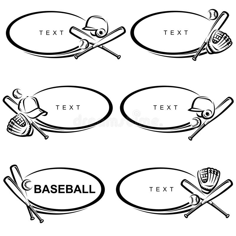 Baseball Frame Set. Collection Icons Cricket Stock Illustration ...