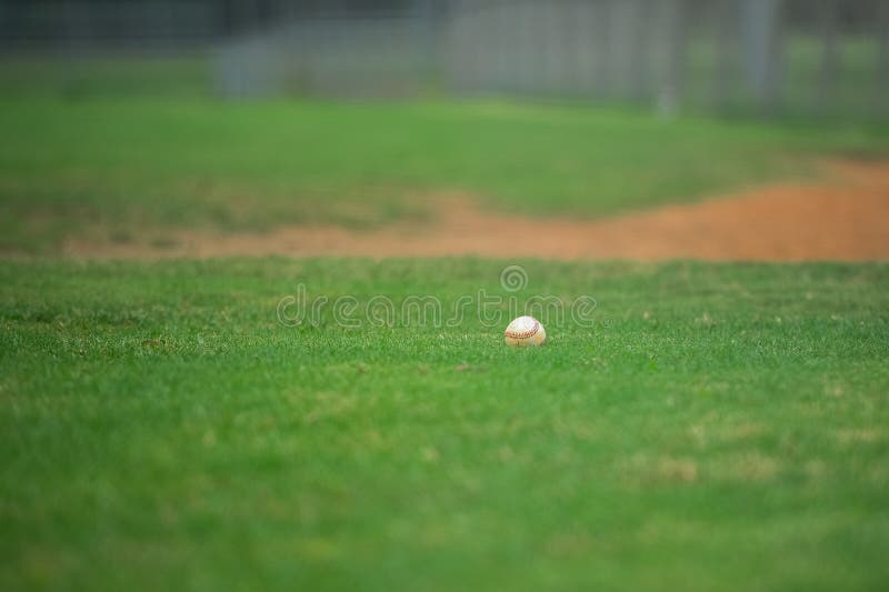 Baseball Game, Baseball Ball Siting on the Grass on the Diamond Near ...