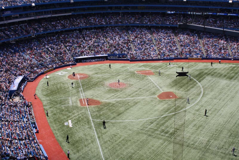 Baseball Game in Progress on a Big Stadium Stock Image - Image of ...