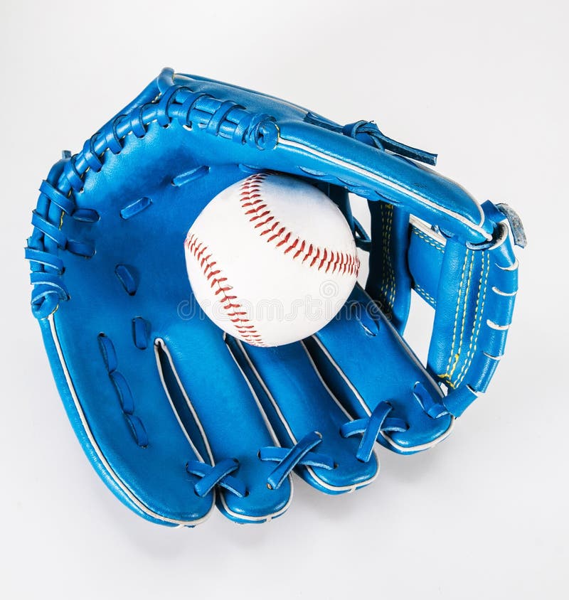 Baseball Glove Color Blue on White with Clipping Path a Stock Photo ...