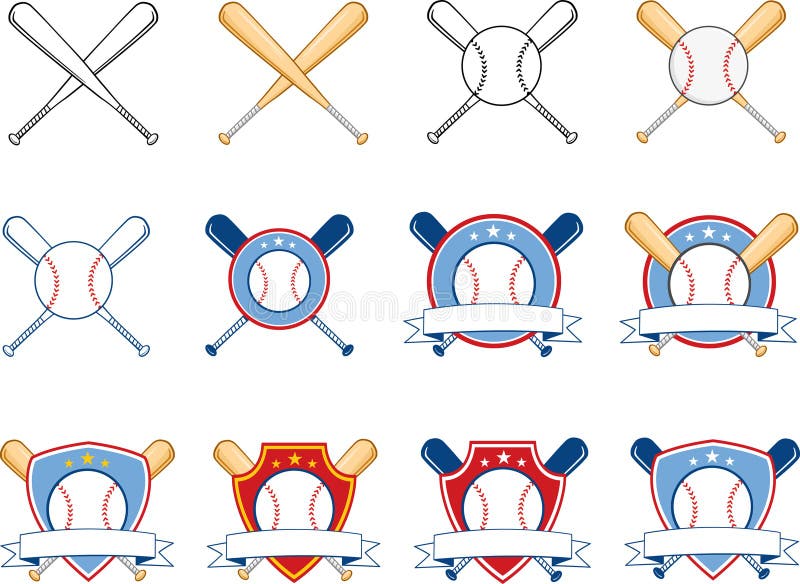 Baseball Graphic Logo Designs. Vector Hand Drawn Collection Set Stock ...