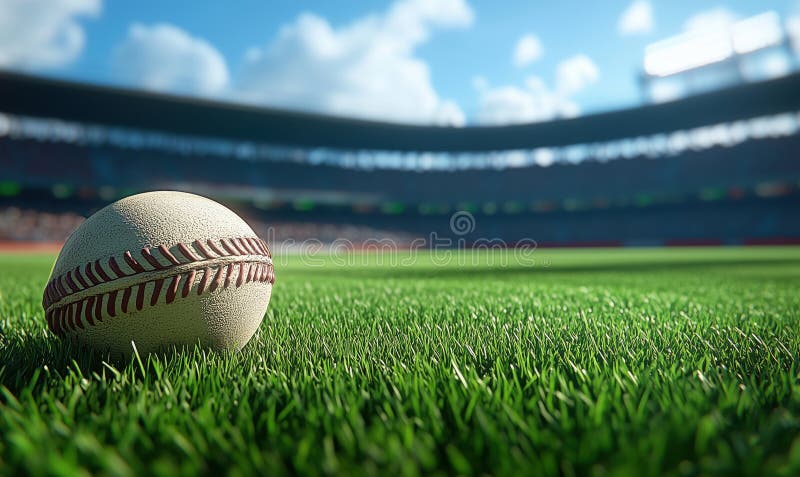 Baseball Field Sunset View, Vibrant Sky, Empty Stadium, Grass in ...