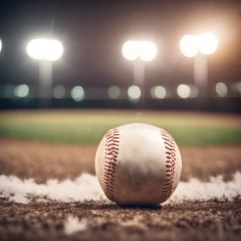 A Baseball on the Ground in a Stadium with Bokeh Background Stock Photo ...
