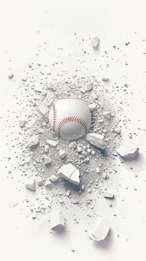 A Baseball Has Broken through a Cracked White Wall, Leaving a Hole and ...