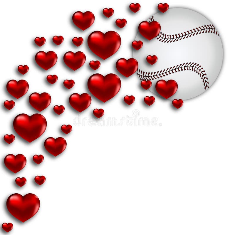 Baseball with hearts stock vector. Illustration of celebrations - 73550099