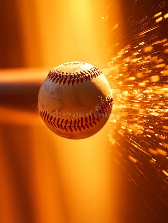 Baseball Hit with Sparks and Motion Effect. Stock Image - Image of ...