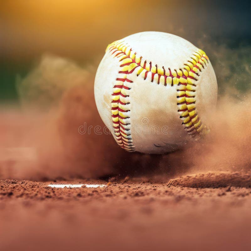 Baseball Hits the Ground Cause a Cloud of Dust.generative AI Stock ...