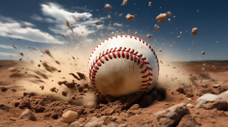 Baseball Hits the Ground with Dust Flying Stock Illustration ...