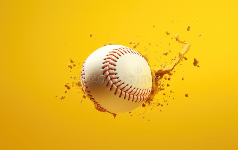 Baseball Hitting a Yellow Surface Stock Image - Image of intense ...