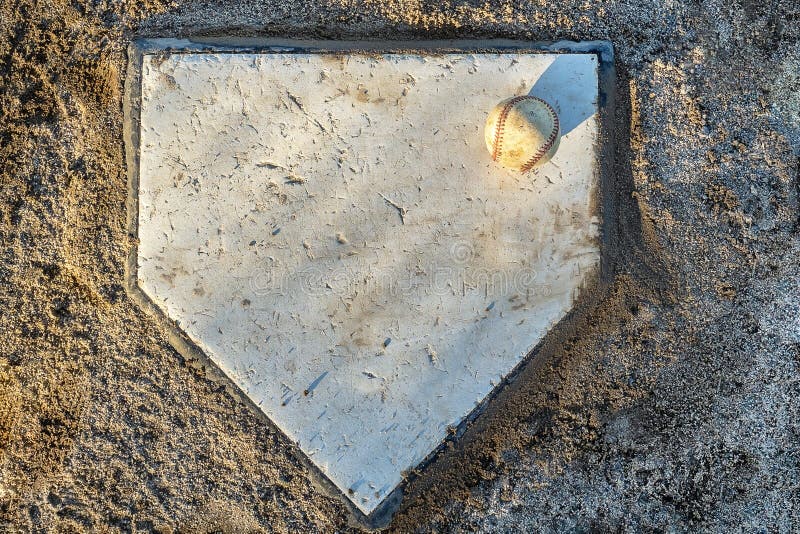 Baseball on home plate stock image. Image of grass, americana - 132166465