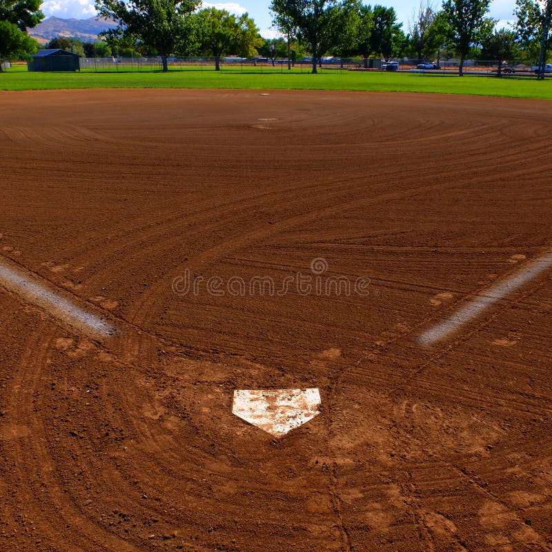 Baseball Homeplate with Baselines on Ball Diamond Stock Photo - Image ...